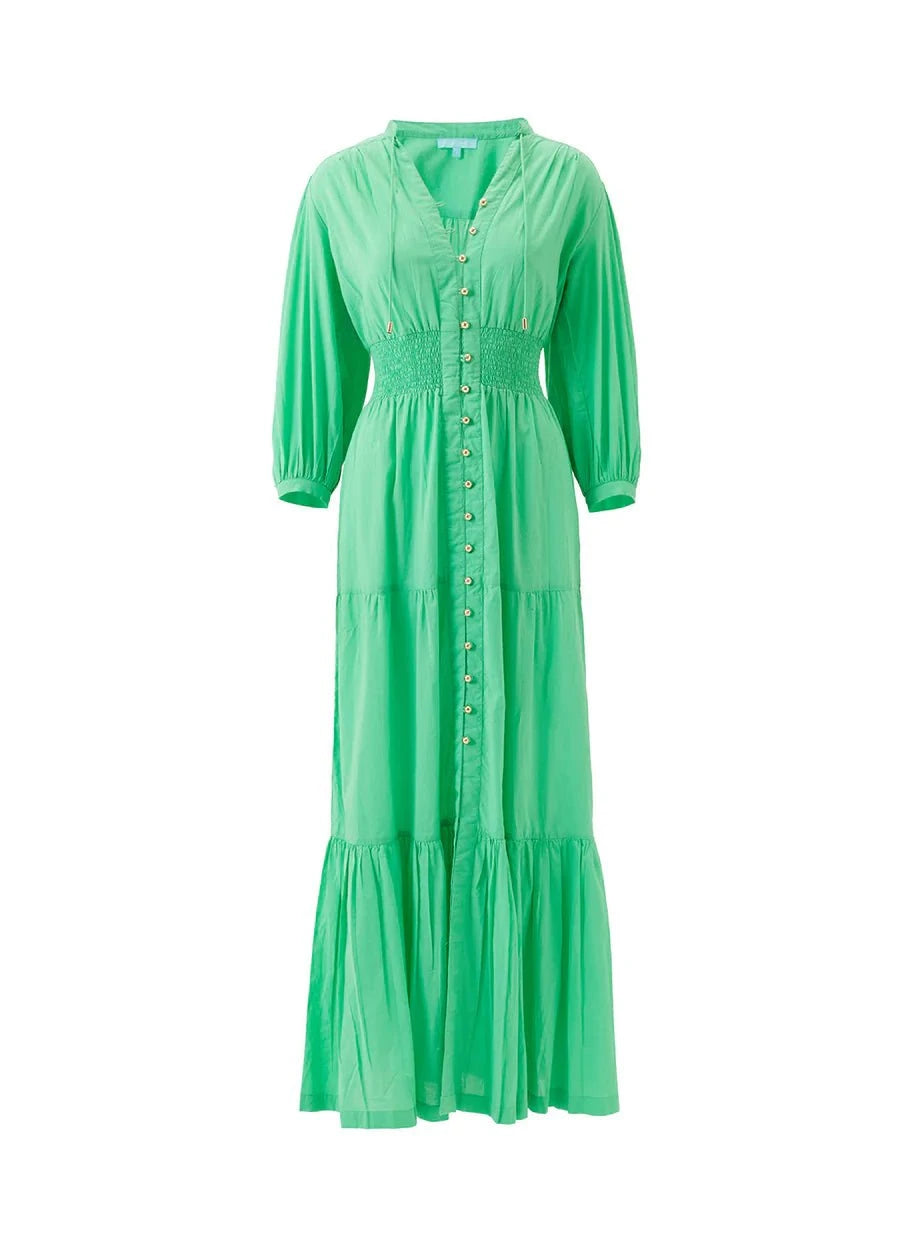 Abigail V Neck Long Dress Green – APOELLA