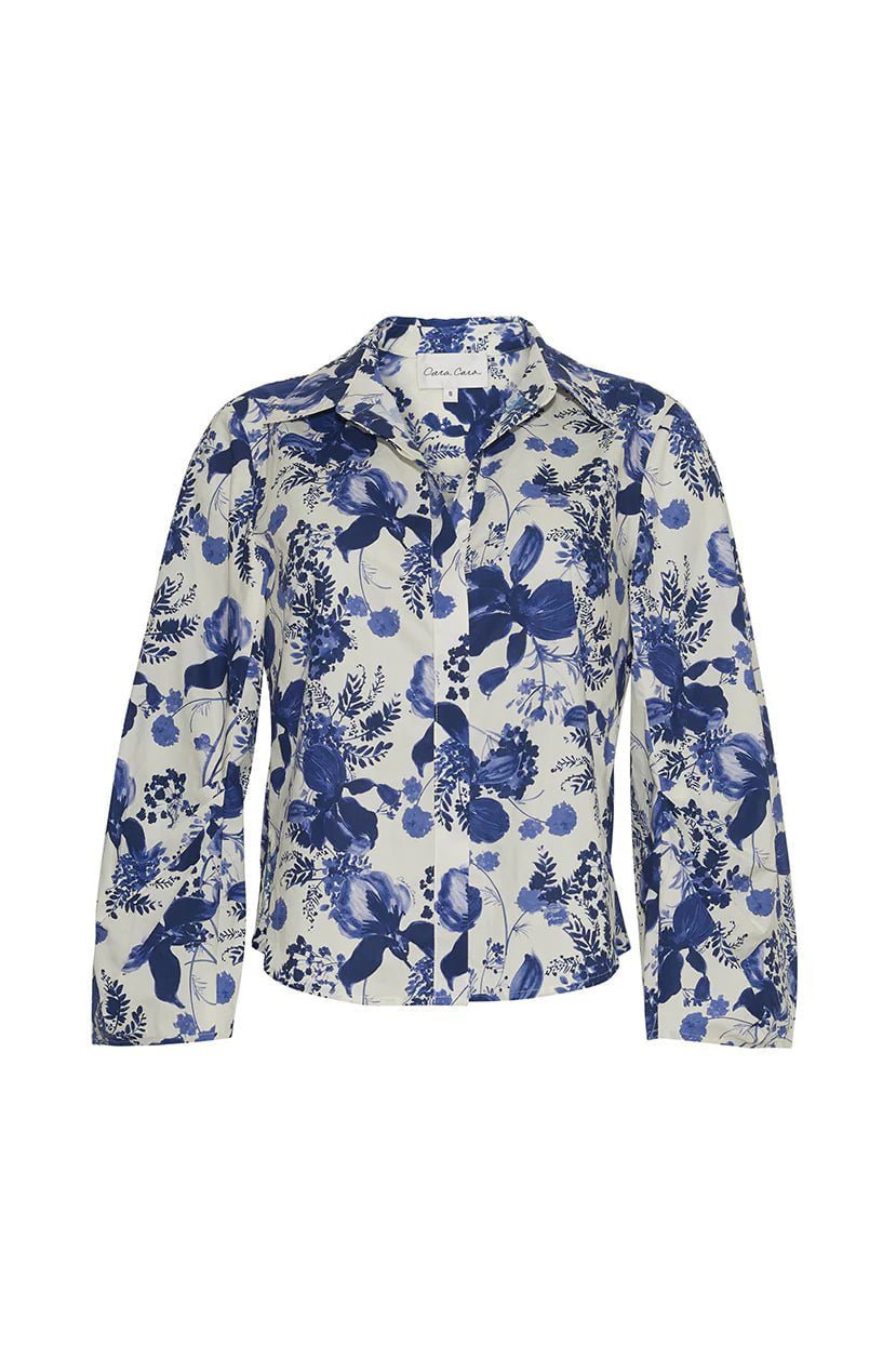 Marlo Long Sleeve Top Eve Blue Hanging Orchids – APOELLA