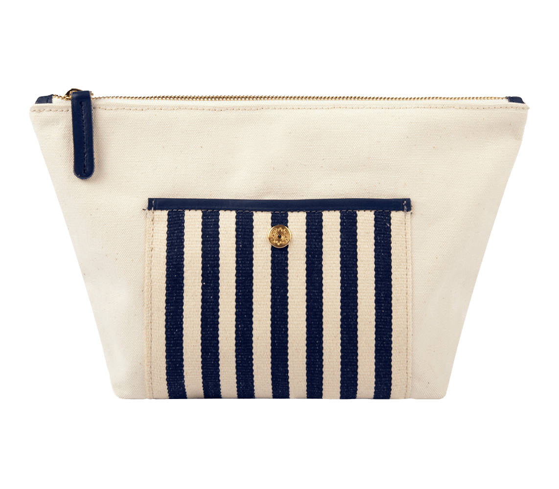 Riviera Canvas Vanity Case Striped Ivory - Apoella – APOELLA